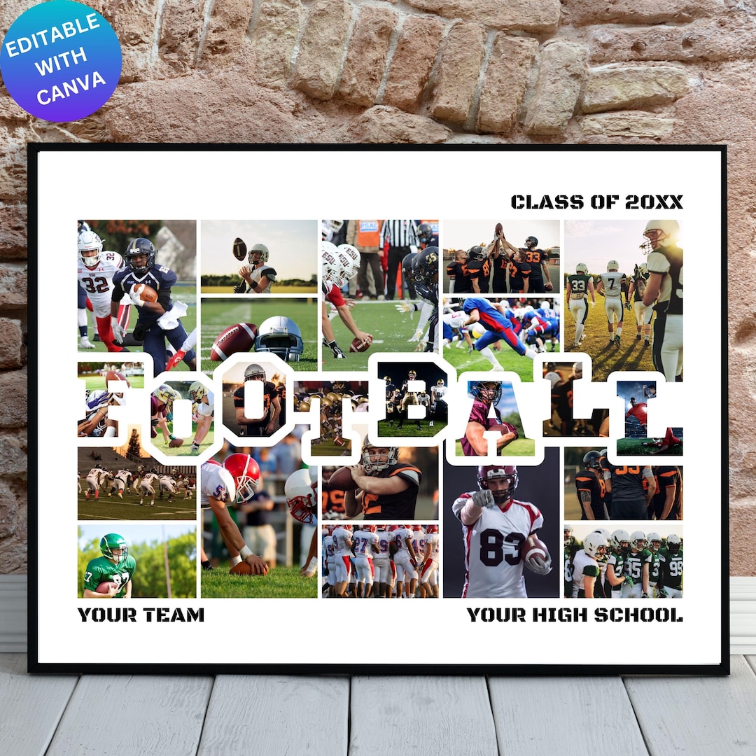 Football Photo Collage Template: Customizable Senior Night Gift ...