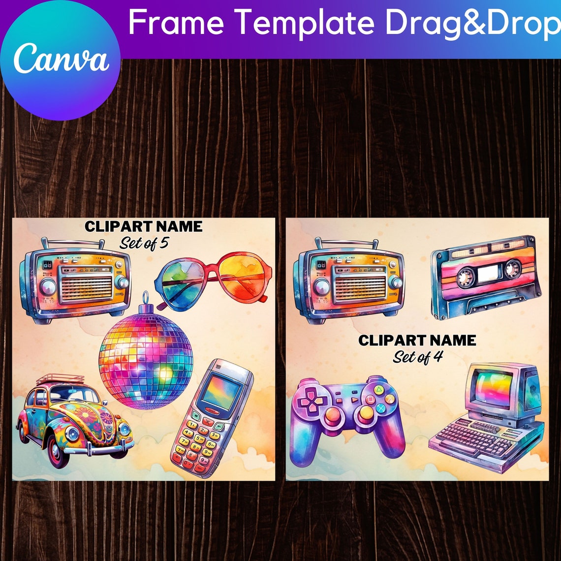 Clipart Mockup Canva Frame Template for Etsy Sellers,easy Drag and Drop ...