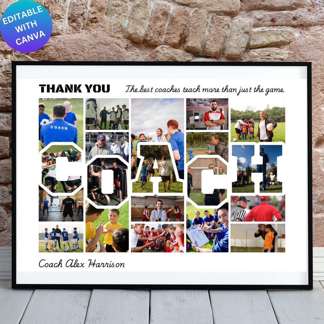 Coach Photo Collage Canva Frame: Customizable Sports Gift (digital ...
