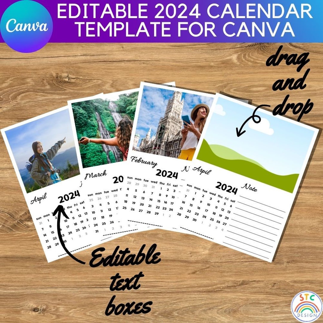 2024 Calendar Canva Frame Template,canva Calendar Mockup,fully Editable ...