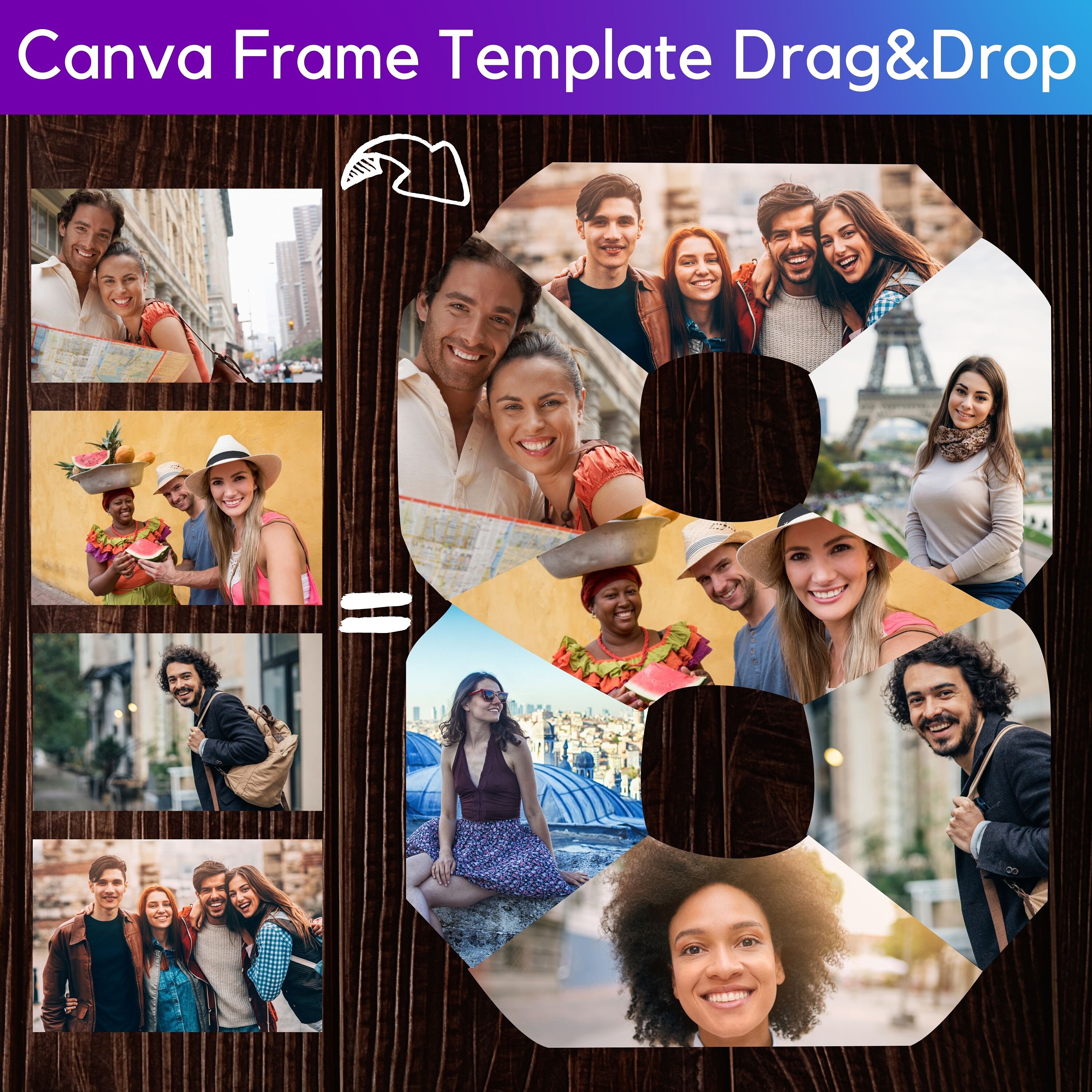 36 Letters & Numbers Canva Frame Template Bundle,alphabet Photo Collage ...