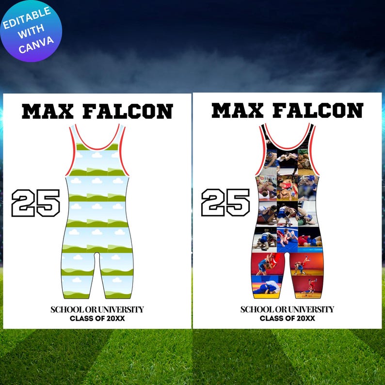 Wrestling Suit Singlet Photo Collage Canva Frame Template, Customizable ...