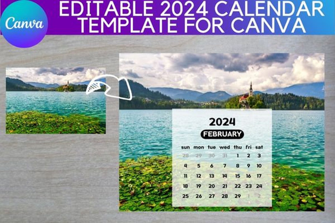 2024 Calendar Canva Frame Template,canva Calendar Mockup,fully Editable ...