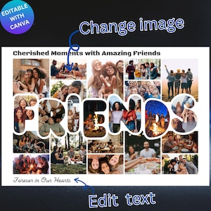 Friends Photo Collage Template: Customizable Memory Board (digital ...