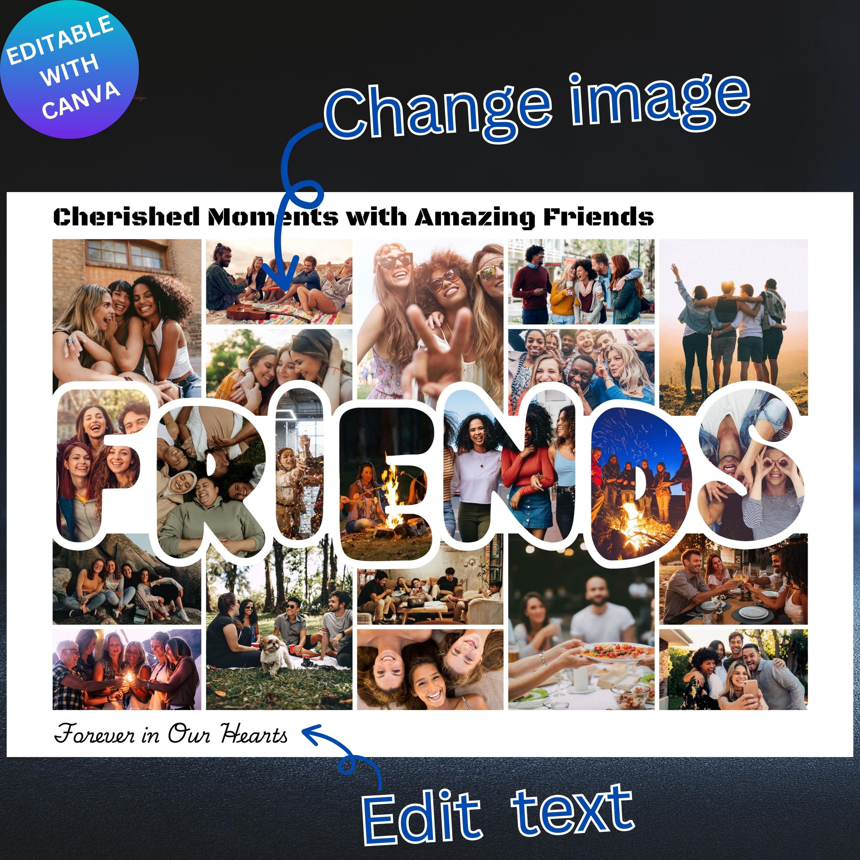 Friends Photo Collage Template: Customizable Memory Board (digital ...
