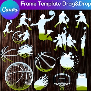 Basketball Canva Frame Template Bundle: Drag & Drop Design (digital ...