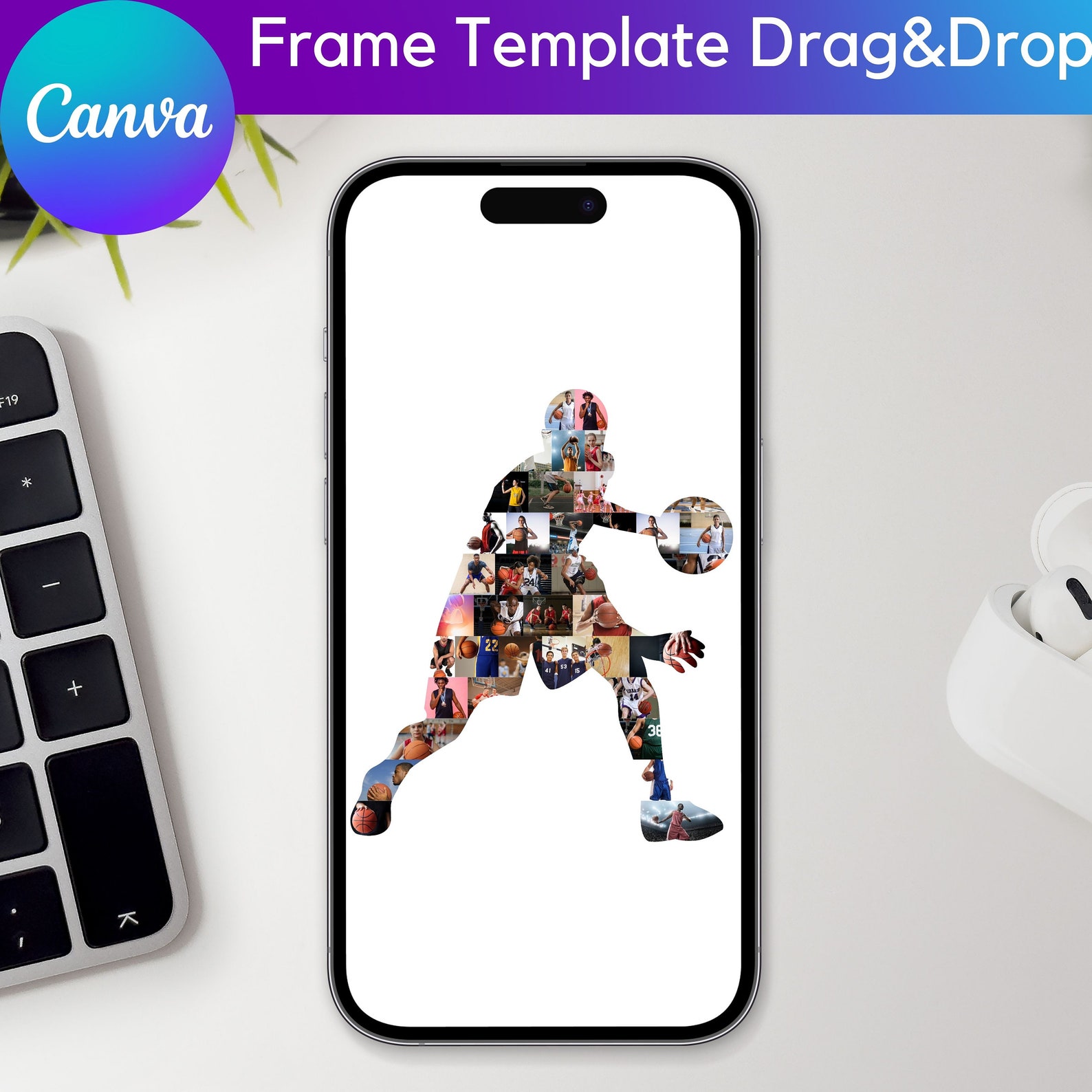 Basketball Player Collage Canva Frame Template (digital Download) - Etsy