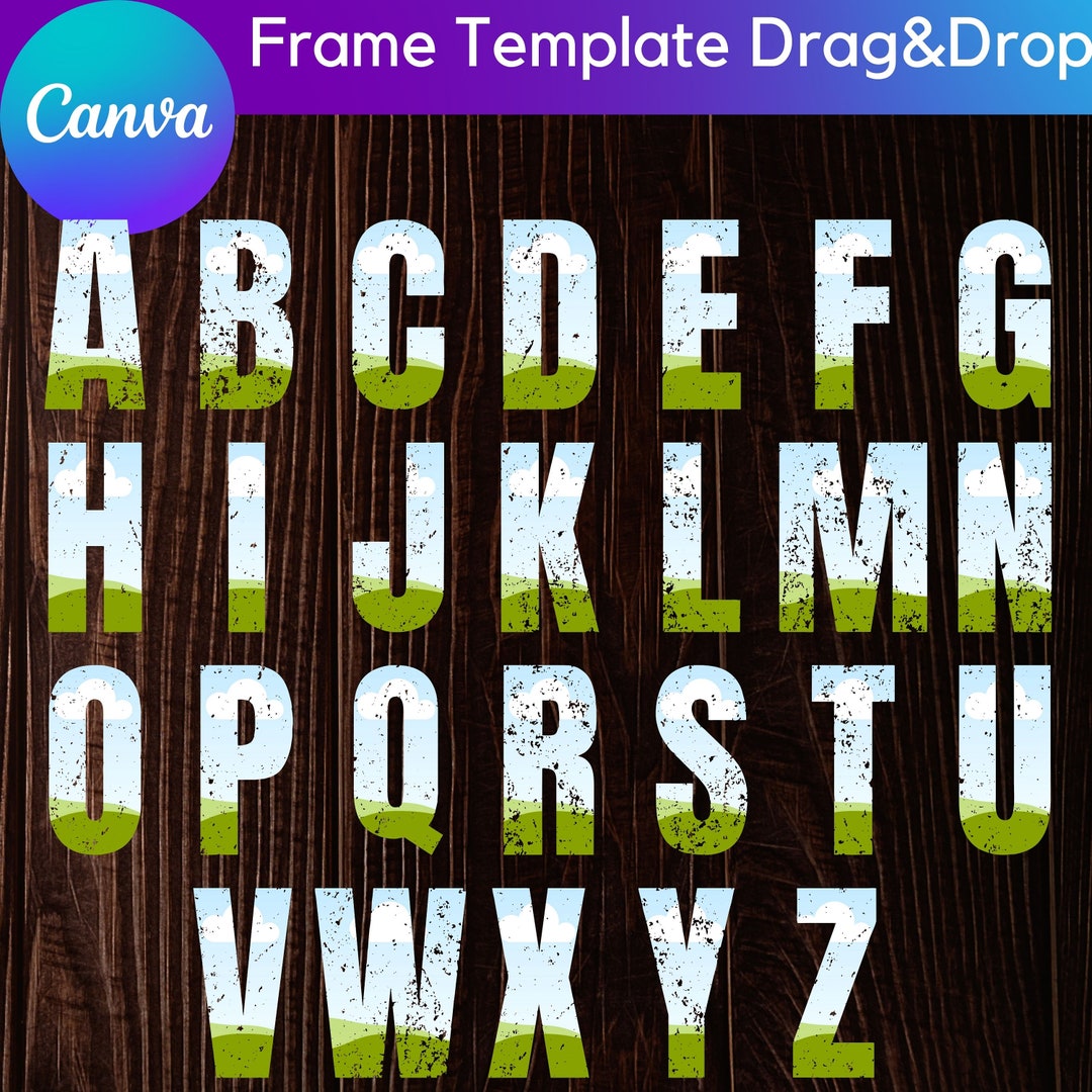 Retro Letters Canva Frames Template Bundle,alphabet Canva,easy Drag and ...