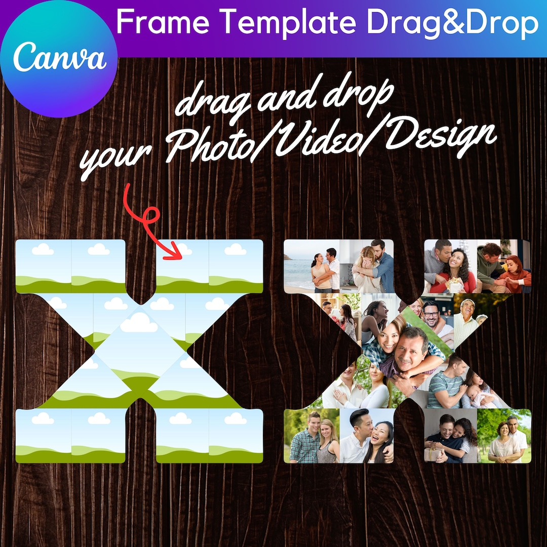 Letter X Collage Canva Frame Template,alphabet Photo Collage,easy Drag ...