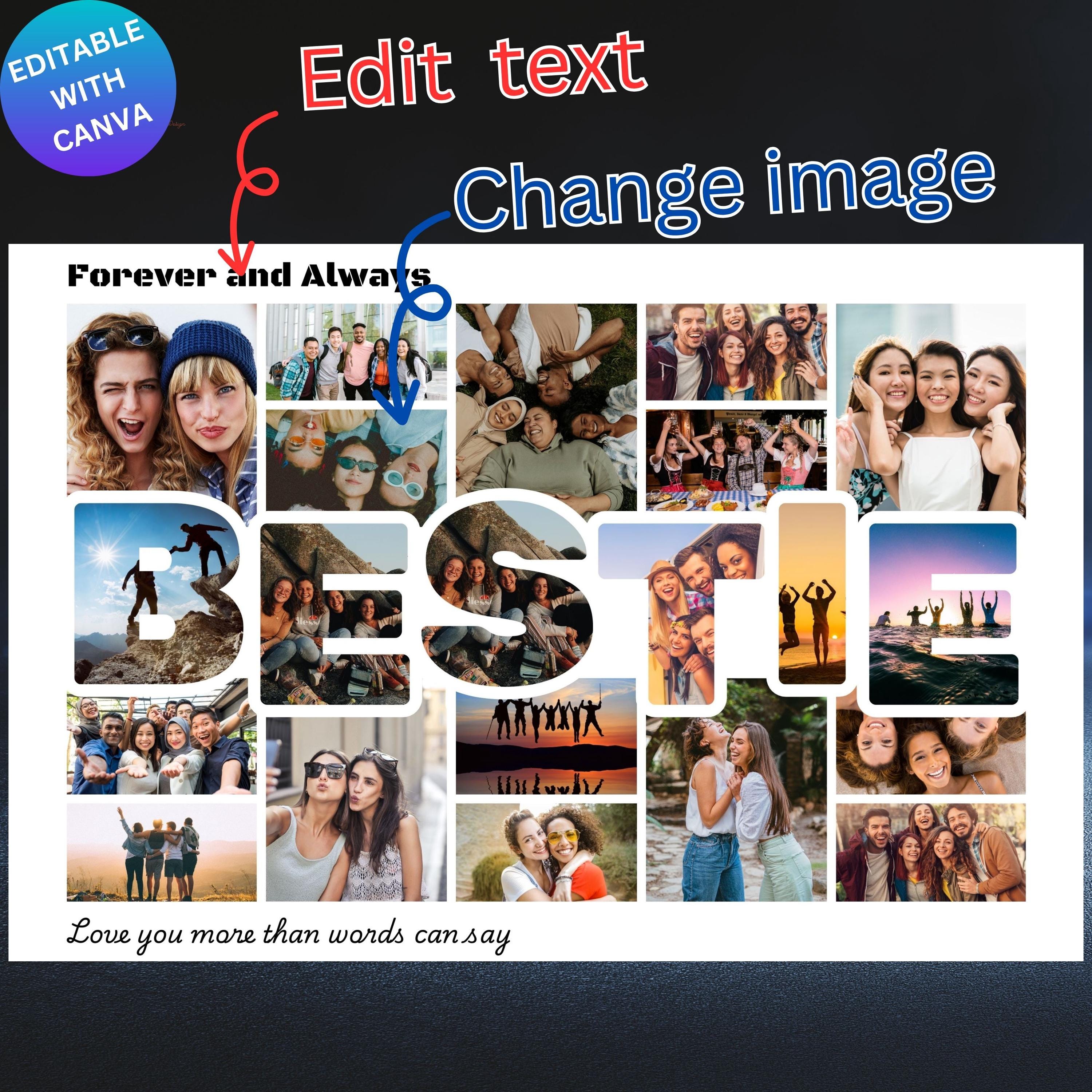 BESTIE Photo Collage Template: Editable BFF Picture Wall Art (digital ...