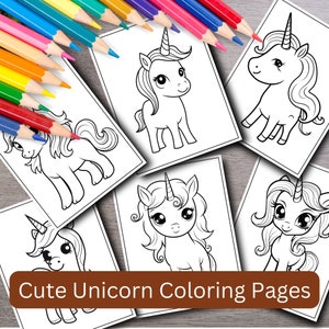 Cute Unicorn Coloring Pages for Kids,set of 24,toddlers & Pre-school ...