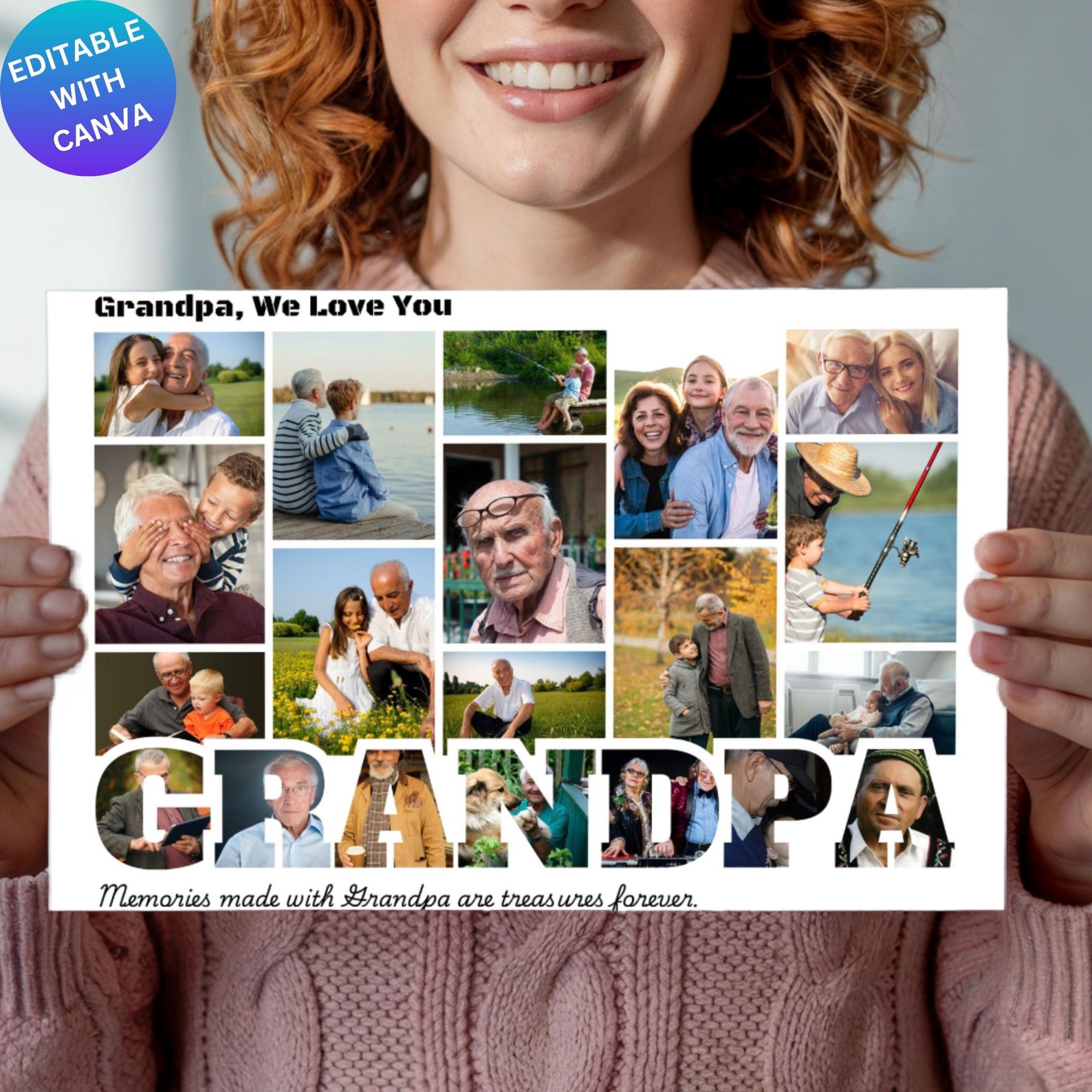 Grandpa Photo Collage Template, Father's Day Gift (digital Download) - Etsy