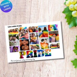 PRIDE Photo Collage Canva Template: Rainbow Letters LGBTQ+ Wall Art ...