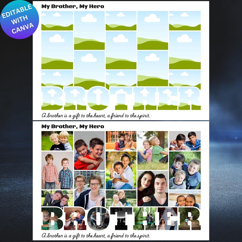 Brother Photo Collage Template: Editable Canva Frame (digital Download ...