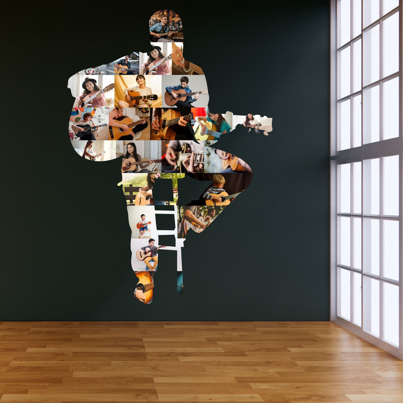 Guitar Collage Canva Frame: Musician Photo Template (digital Download ...