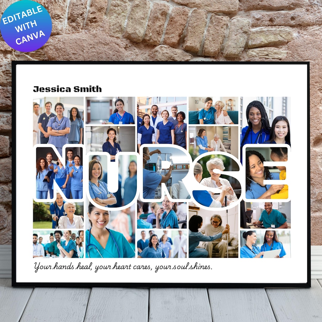Nurse Photo Collage Canva Frame Template, Digital Download for Nurses ...