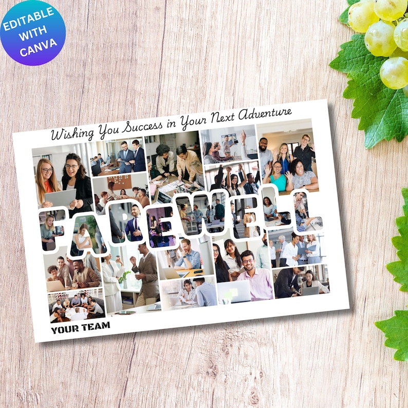 Farewell Photo Collage Template: Customizable Goodbye Gift (digital ...