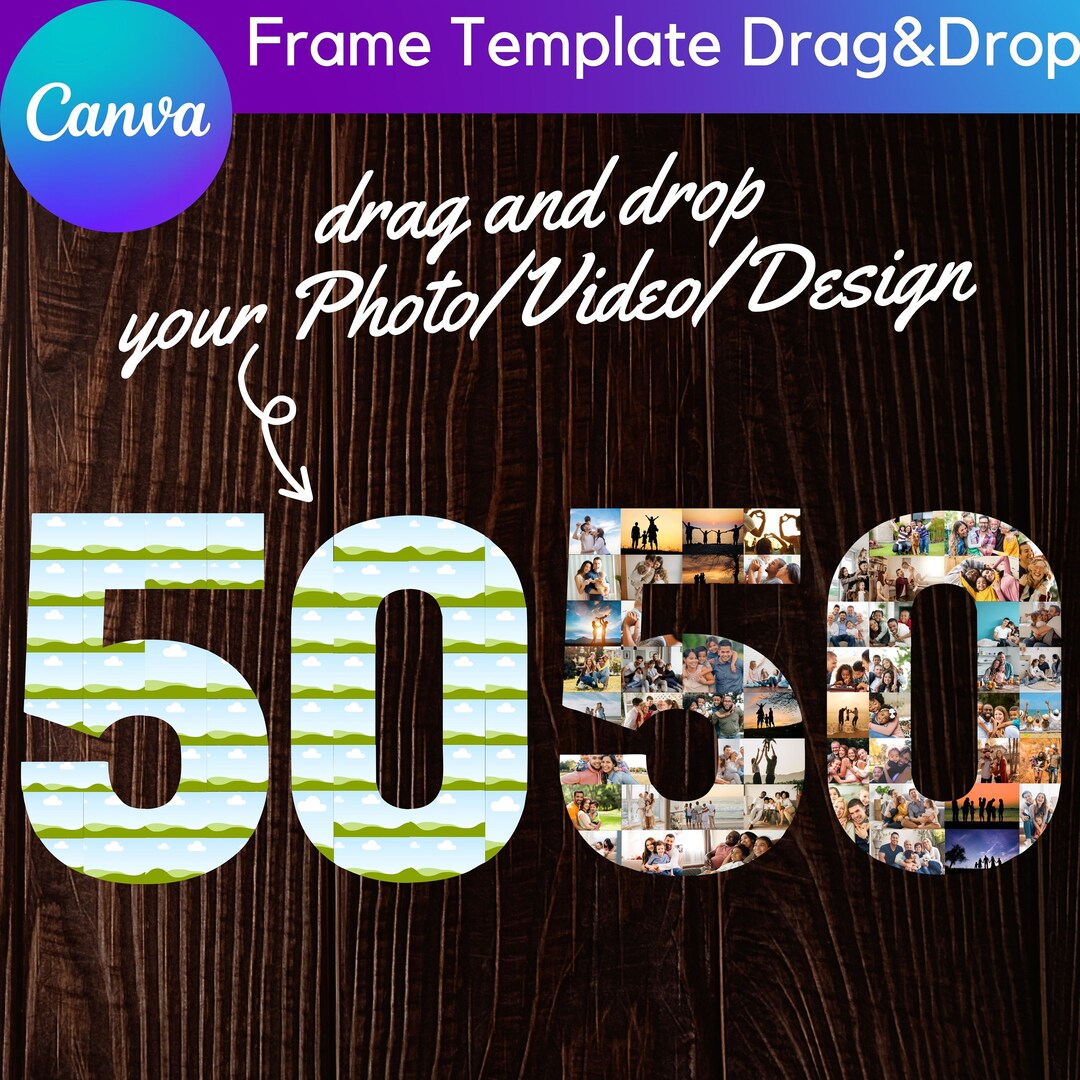 50th Birthday Photo Collage Canva Template: Drag & Drop (digital ...