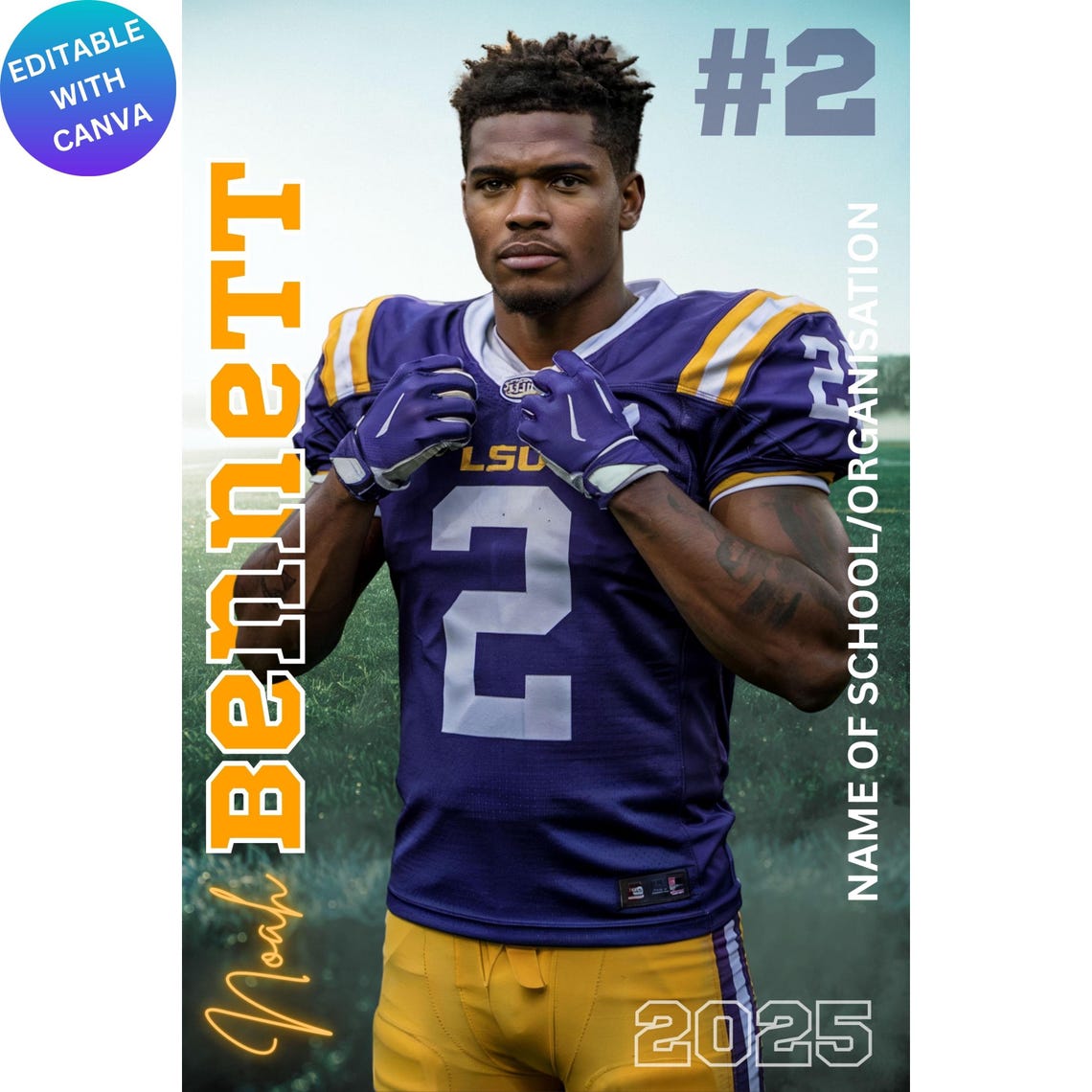 Football Senior Night Poster Template: Editable Canva Banner (digital ...