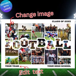 Football Photo Collage Template: Customizable Senior Night Gift ...