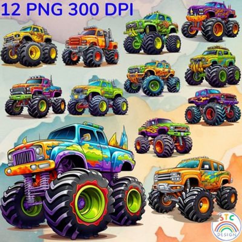 Monster Truck Clipart - Etsy