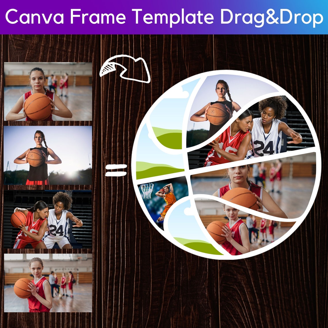 Basketball Photo Collage Canva Frame Template Bundle,8 Pcs Inside Photo ...