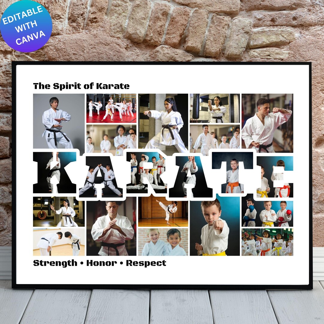 KARATE Photo Collage Canva Frame Template, Editable Martial Arts Poster ...