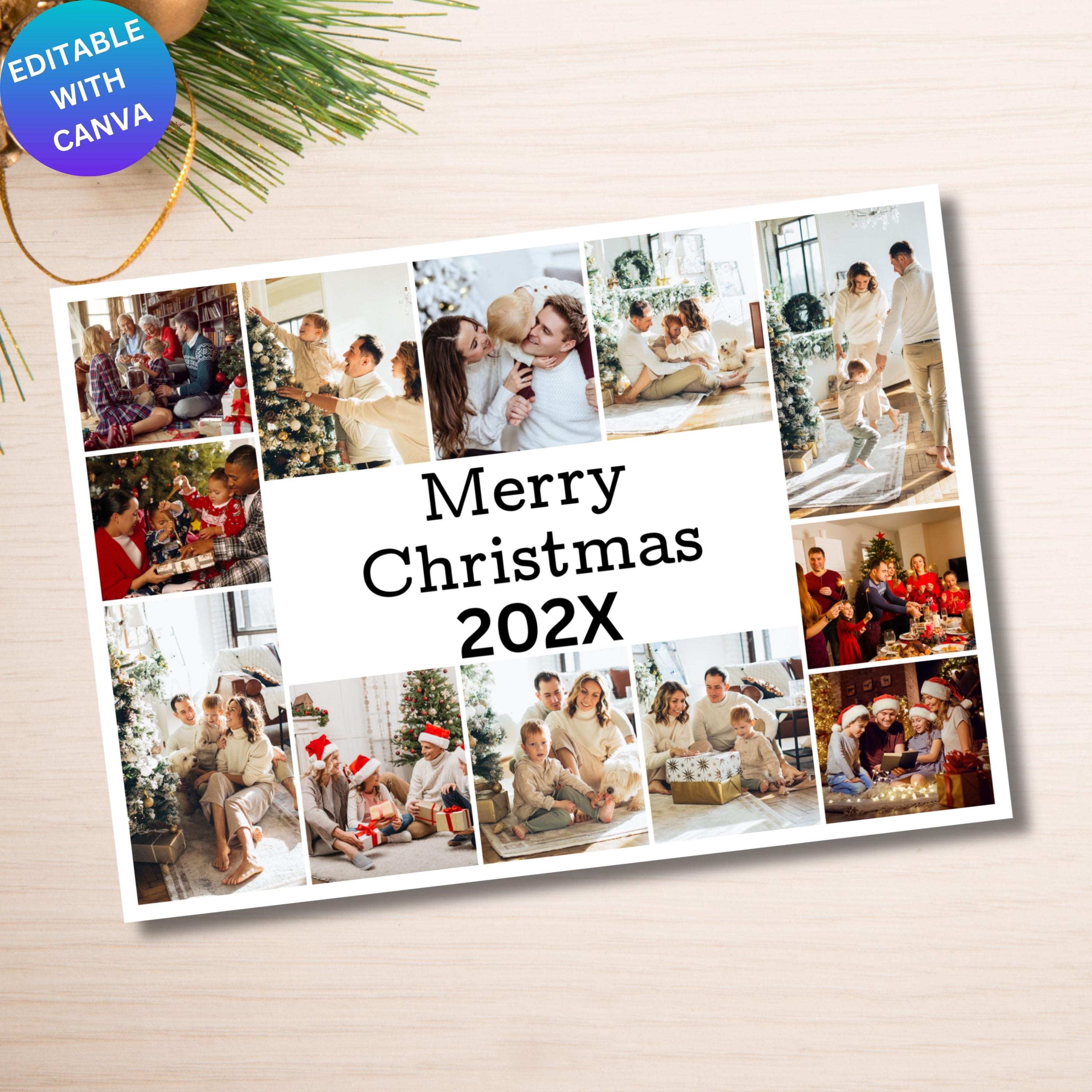 Christmas Photo Collage Card Template: Editable Canva Frame (digital ...