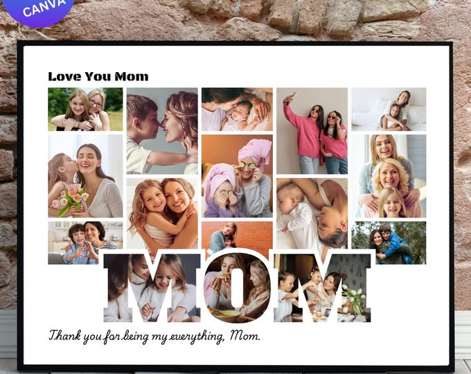 Mom Photo Collage Canva Template Personalized Gift for Mom Mothers Day ...
