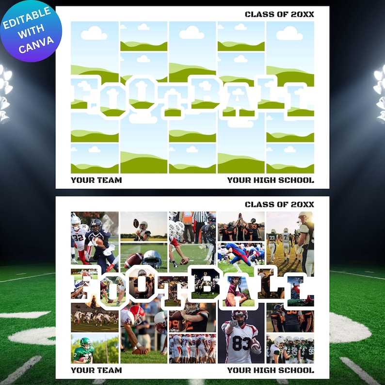 Football Photo Collage Template: Customizable Senior Night Gift ...