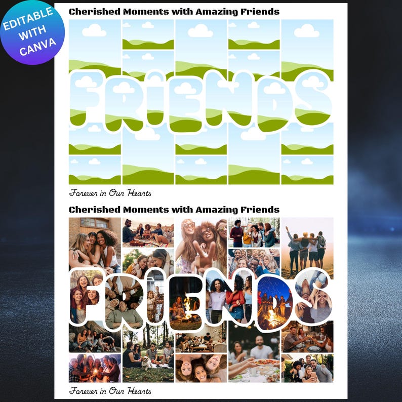 Friends Photo Collage Template: Customizable Memory Board (digital ...