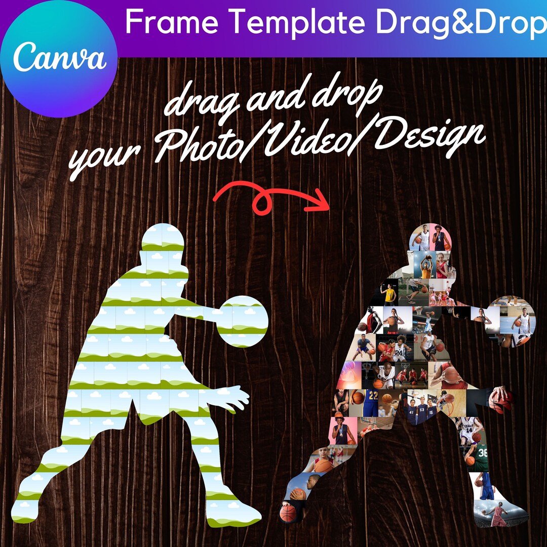 Basketball Player Collage Canva Frame Template (digital Download) - Etsy