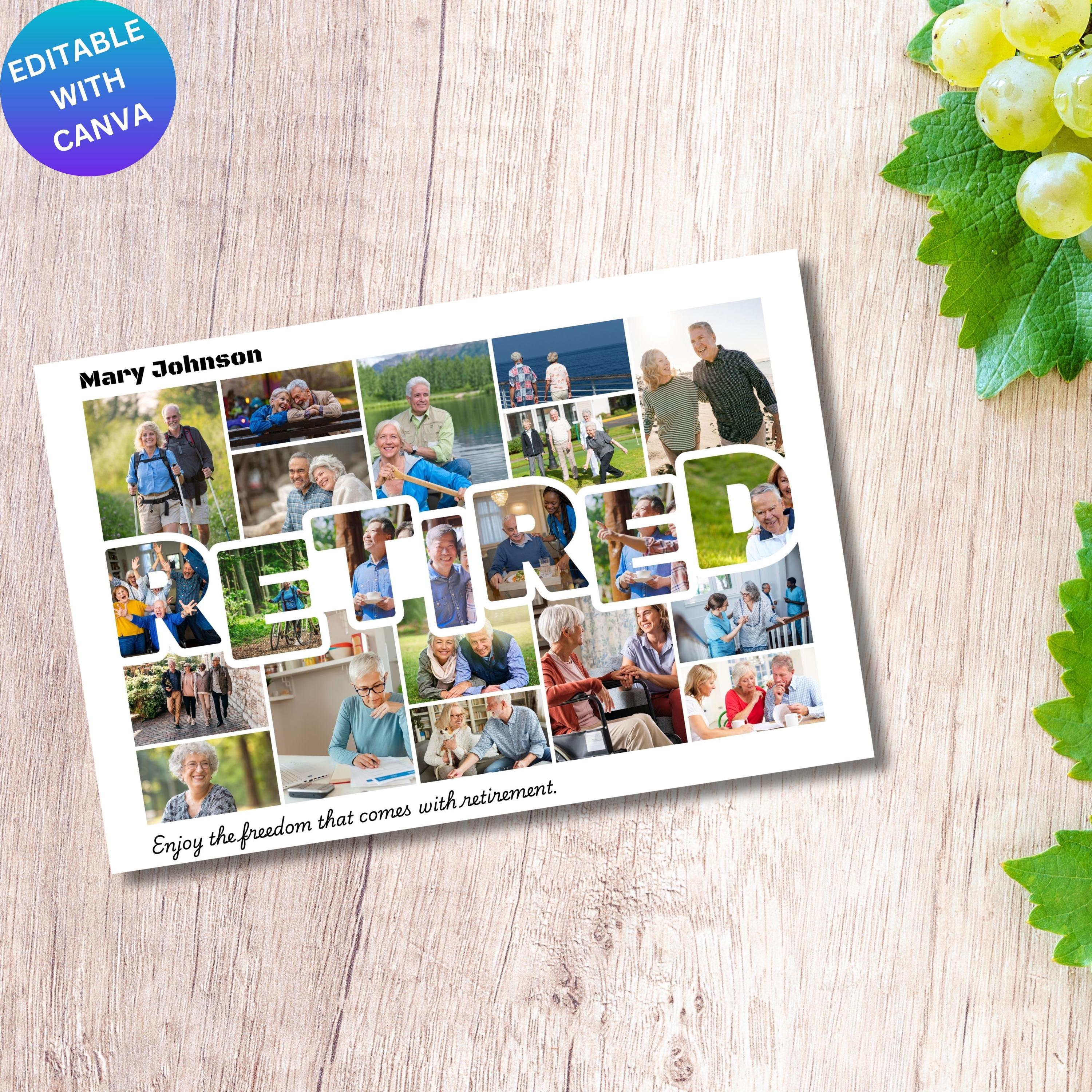 Retirement Photo Collage Template: Customizable Memory Poster (digital ...