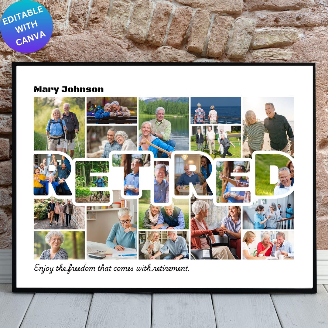 Retirement Photo Collage Template: Customizable Memory Poster (digital ...