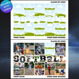 Softball Photo Collage Template: Senior Night Gift (digital Download ...