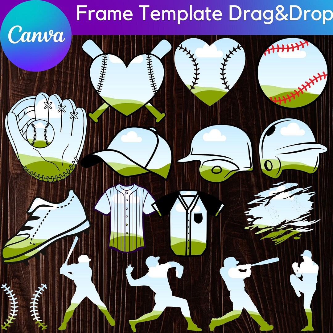 Baseball Canva Frame Template Bundle: Drag & Drop Sports Design ...