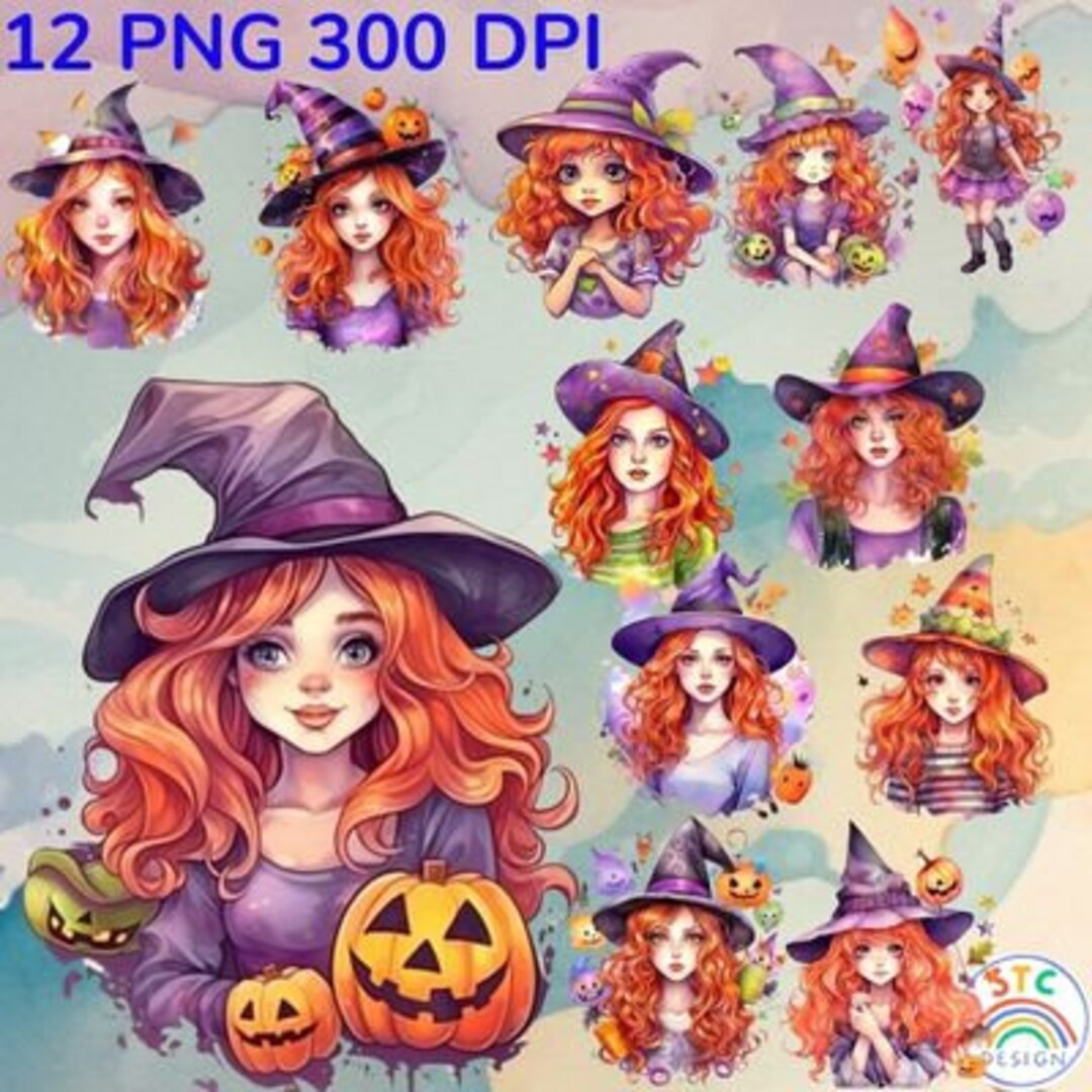Cute Halloween Witch Watercolor Png,halloween Witch Spooky,cute ...