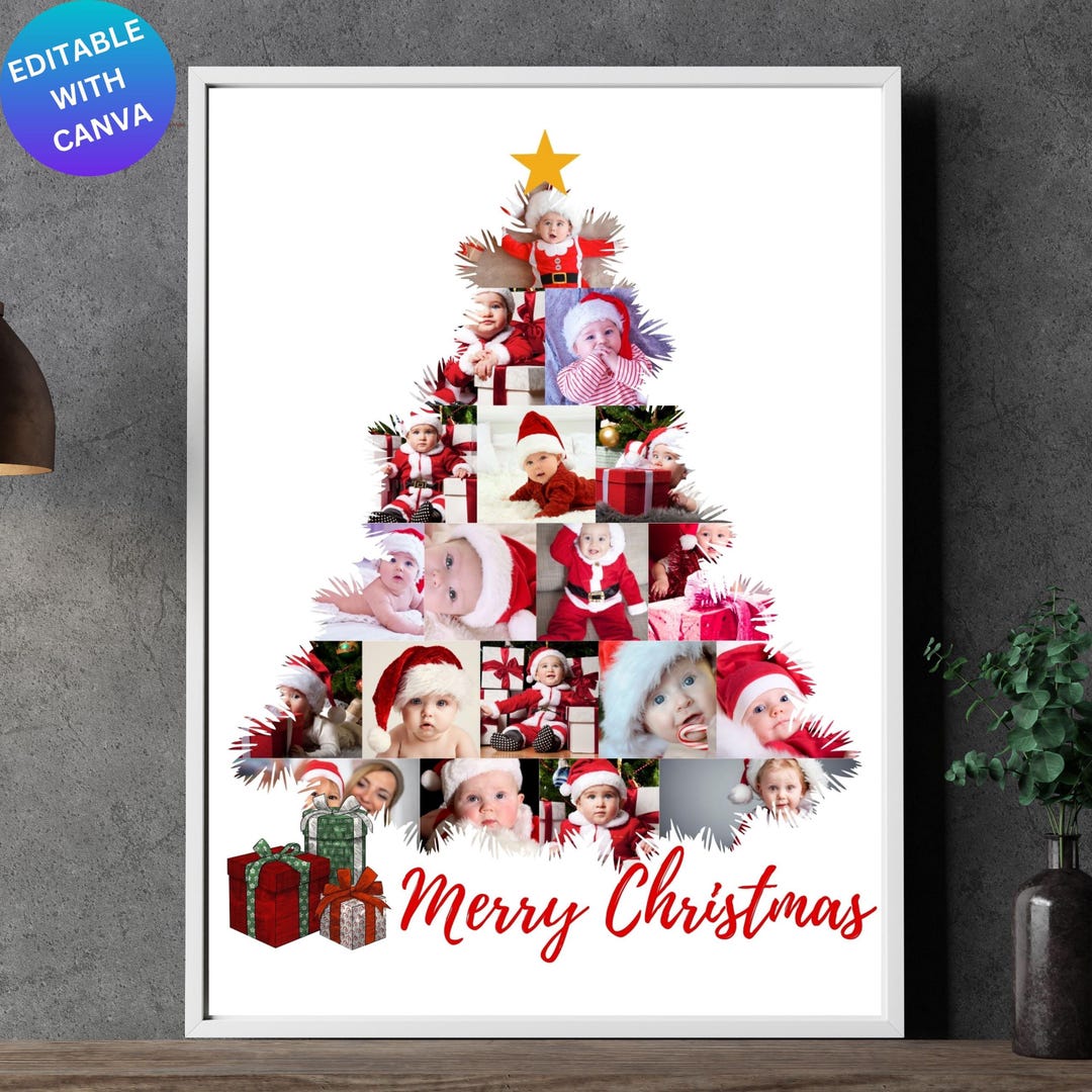 Christmas Tree Photo Collage Template: Holiday Keepsake (digital ...