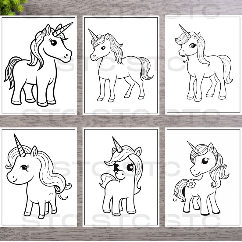 Cute Unicorn Coloring Pages for Kids,set of 24,toddlers & Pre-school ...