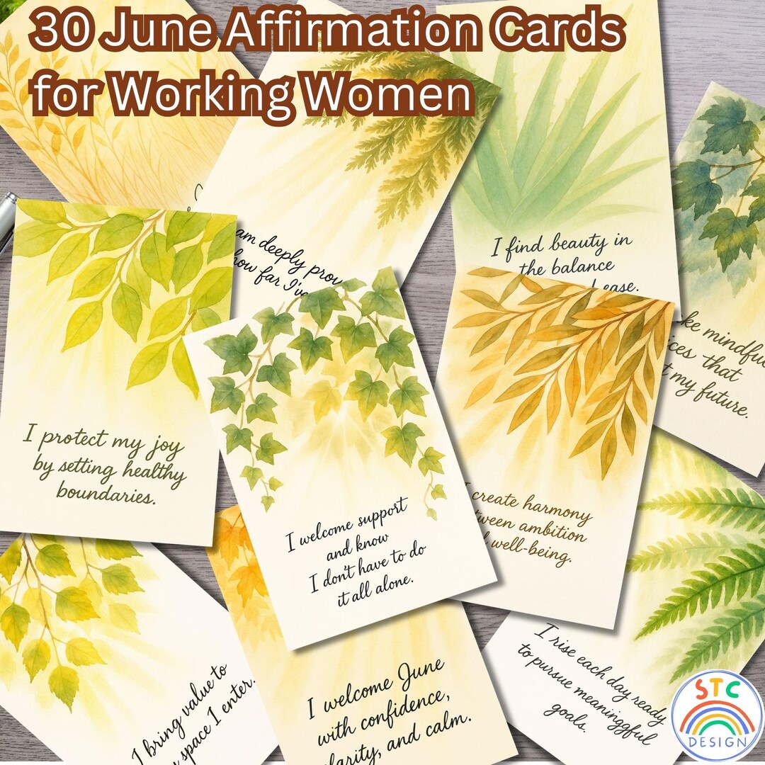 June Affirmation Cards for Working Women, 30 Printable Daily Positive ...