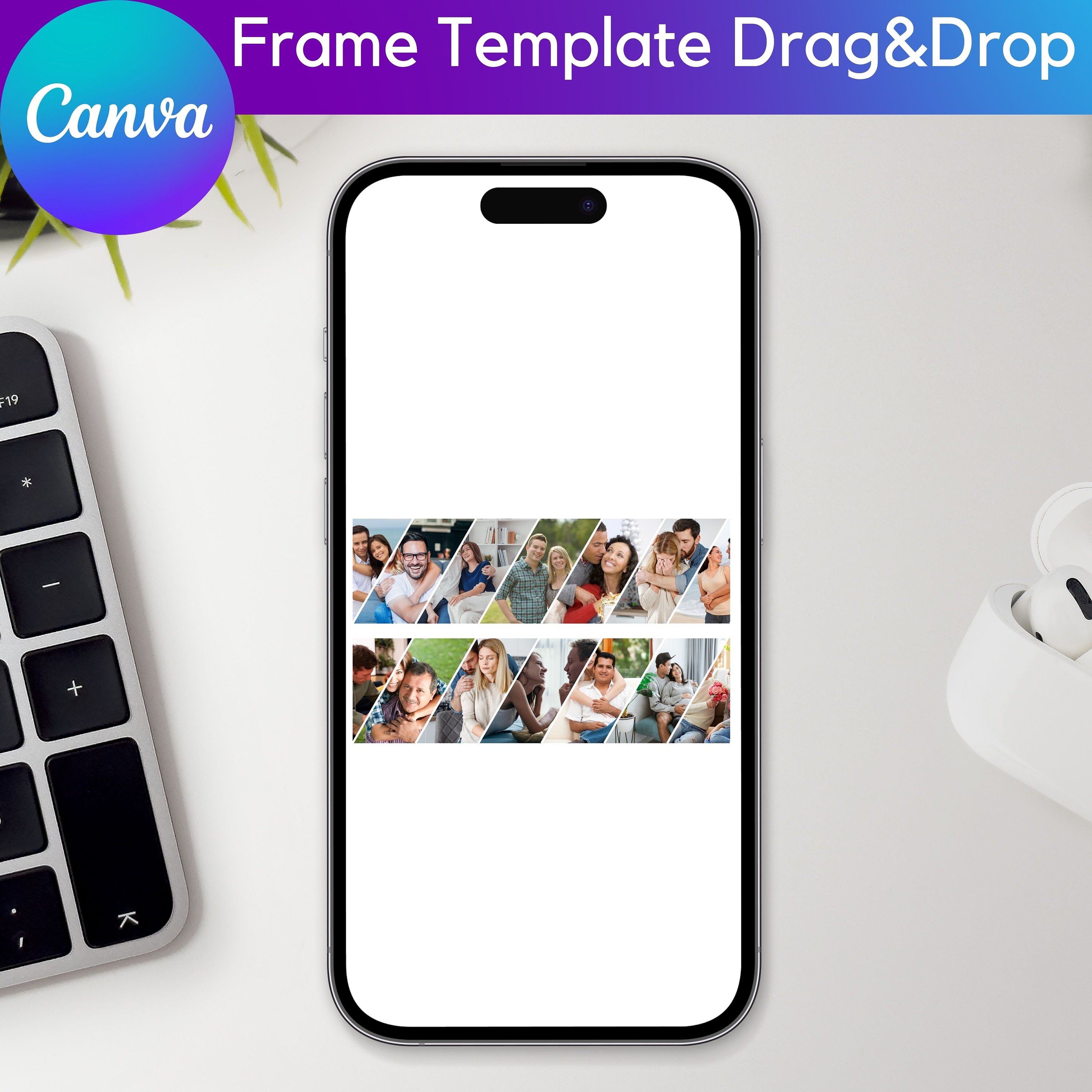 Trapezoid Photos Collage Canva Frame Template,gridart Canva,printable ...