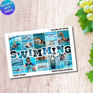 Swimming Photo Collage Template: Customizable Senior Night Keepsake ...