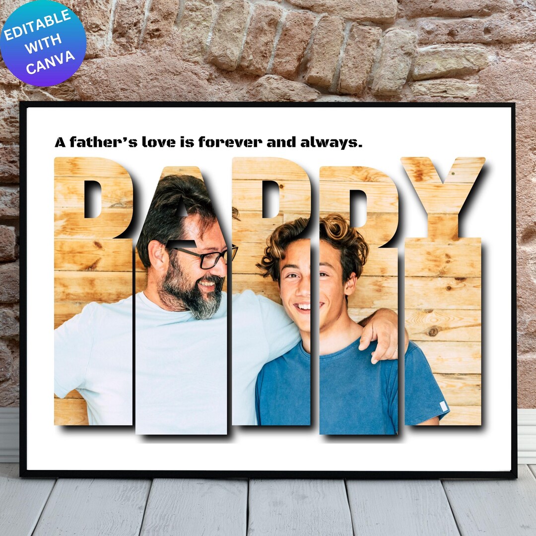 Daddy Photo Collage Canva Frame Template, Dad Picture Collage, Father's ...