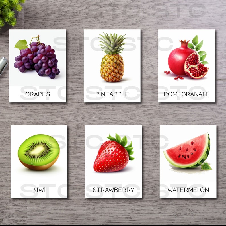 Fruits Vocabulary Flash Cards: Toddler & Preschool Learning (printable ...