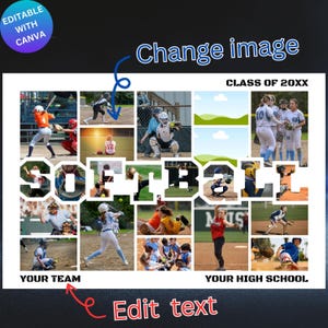 Softball Photo Collage Template: Senior Night Gift (digital Download ...