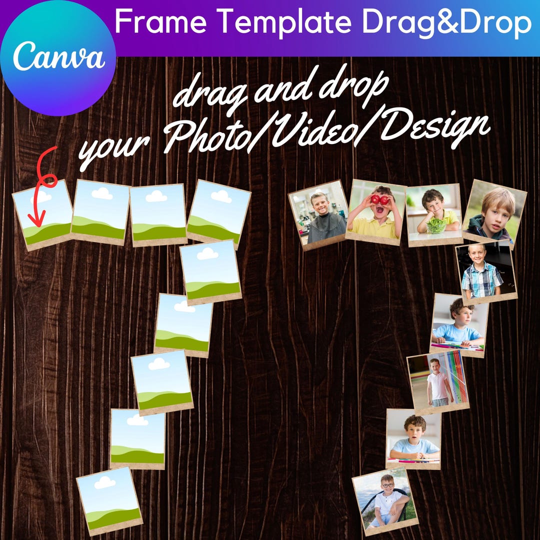 Seven Photo Collage Canva Frame,seven Year Old Birthday Gift,photos ...