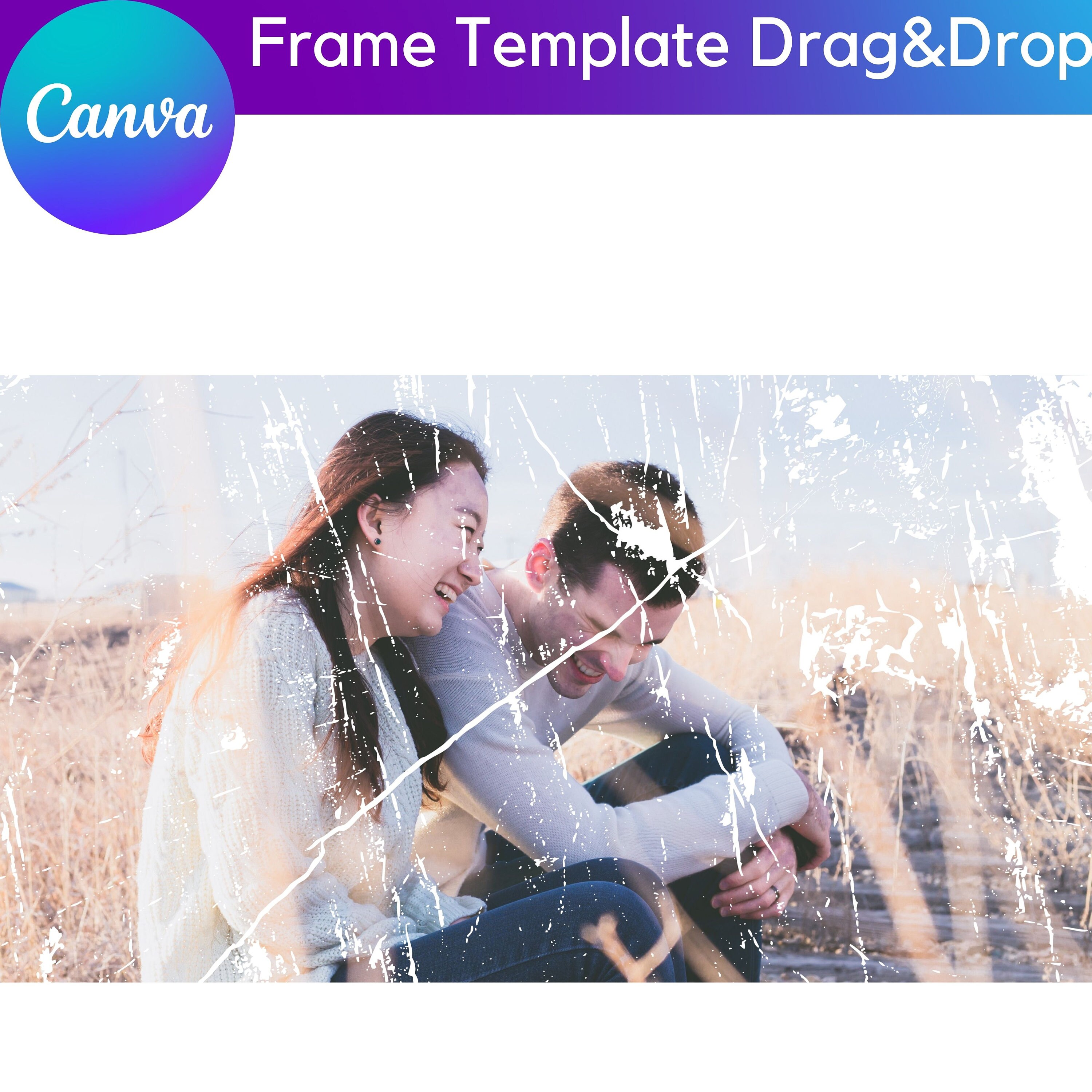 Bleach Effect Distressed Texture Canva Frames Bundle,easy Drag and Drop ...