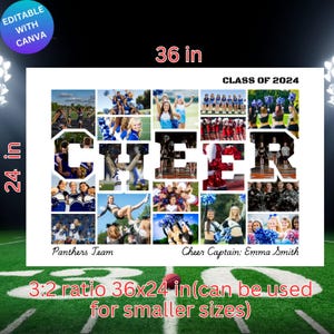 Cheerleader Photo Collage Template: Senior Night Keepsake (digital ...
