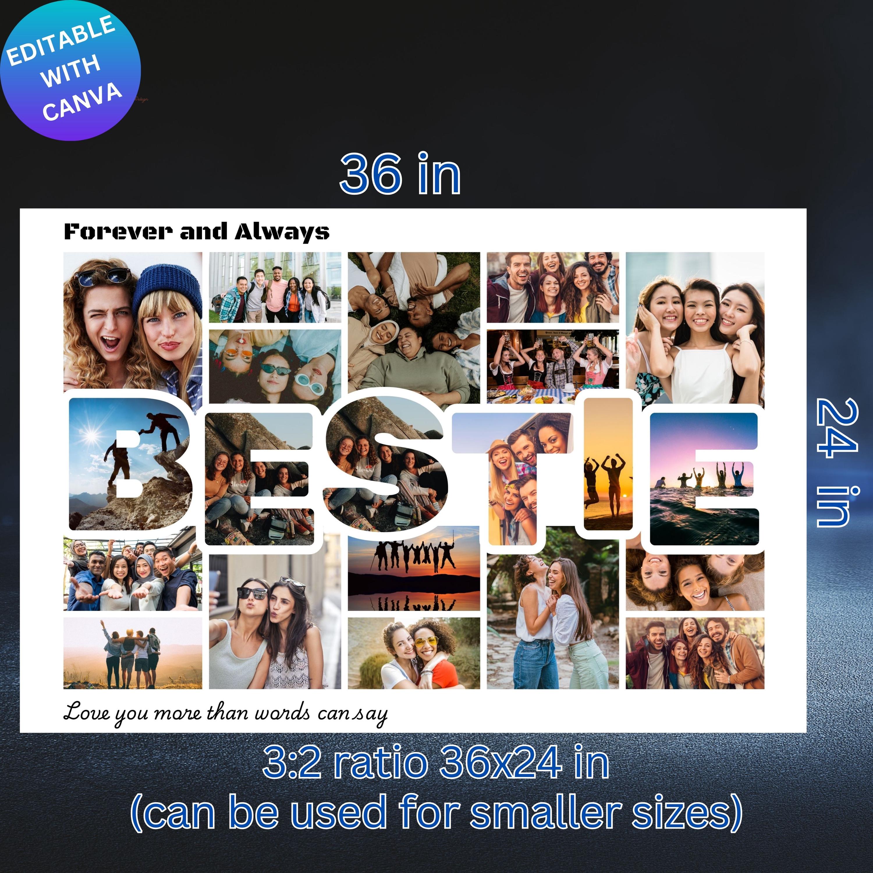 BESTIE Photo Collage Template: Editable BFF Picture Wall Art (digital ...