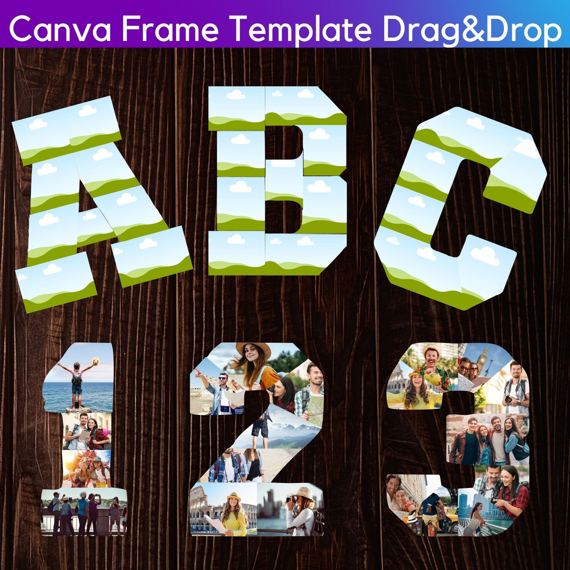 36 Letters & Numbers Canva Frame Template Bundle,alphabet Photo Collage ...